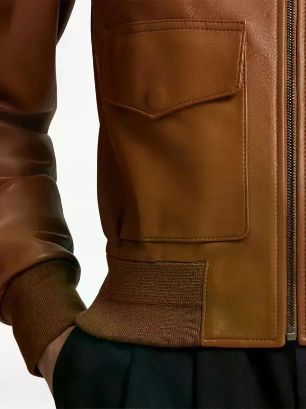 Ralph Lauren Sullivan Leather Bomber Jacket - Brown