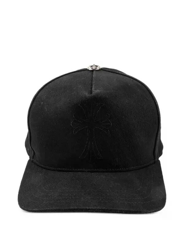 Chrome Hearts Cross Waxed Denim Baseball Cap - Black