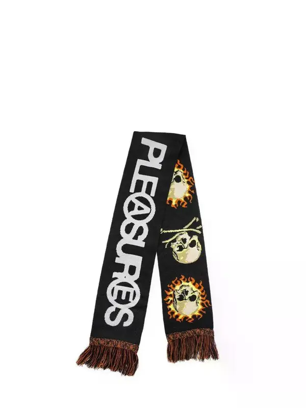PLEASURES Zine Skull Fringed Scarf - Black