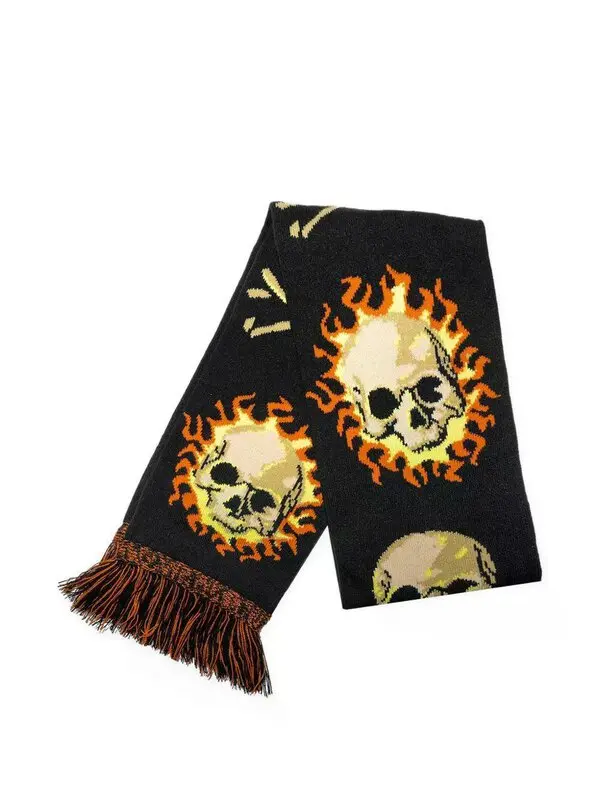 PLEASURES Zine Skull Fringed Scarf
