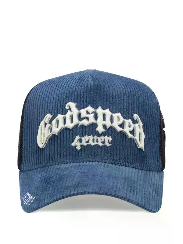 GODSPEED Corduroy Appliquéd Trucker Hat - Blue