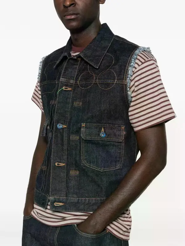 Kenzo Sleeveless Gilet With Frayed Edges