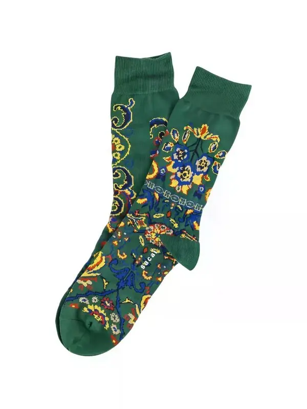 Sacai Floral Jacquard Socks - Green