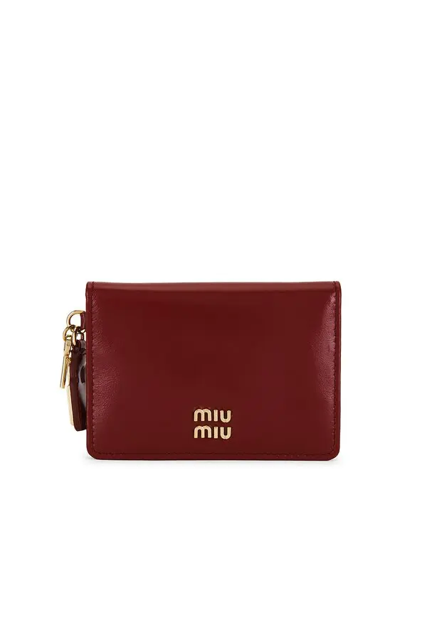 Miu Miu Softy Lux Lock Card Holder In Red - Rubino