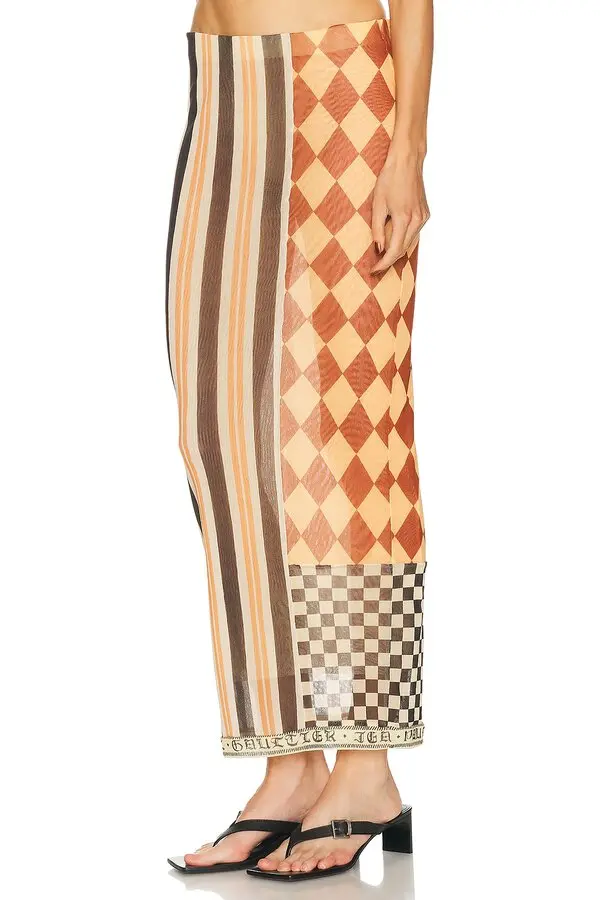 Jean Paul Gaultier Mesh Patchwork Long Skirt
