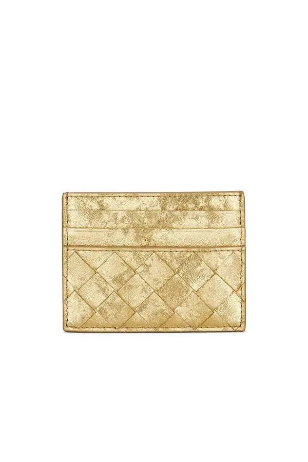 Bottega Veneta Credit Card Case In Metallic - Gold