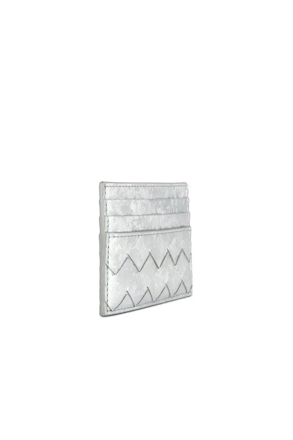 Bottega Veneta Credit Card Case In Metallic - Silver