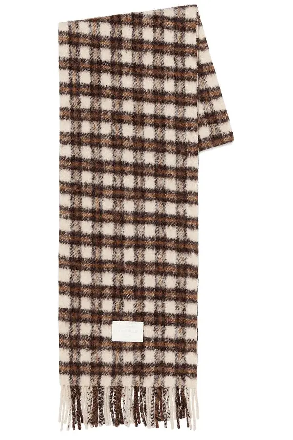 Acne Studios Check Scarf In Brown - Beige & Brown
