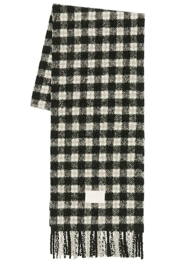 Acne Studios Check Scarf In Brown - Green & White