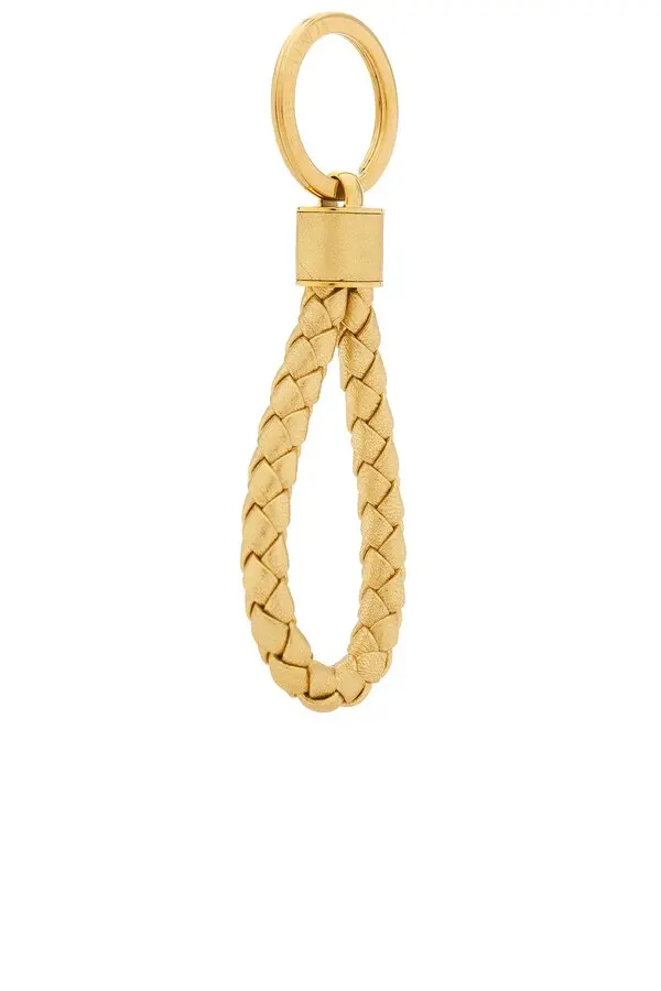 Bottega Veneta Intrecciato Keyring In Metallic - Gold