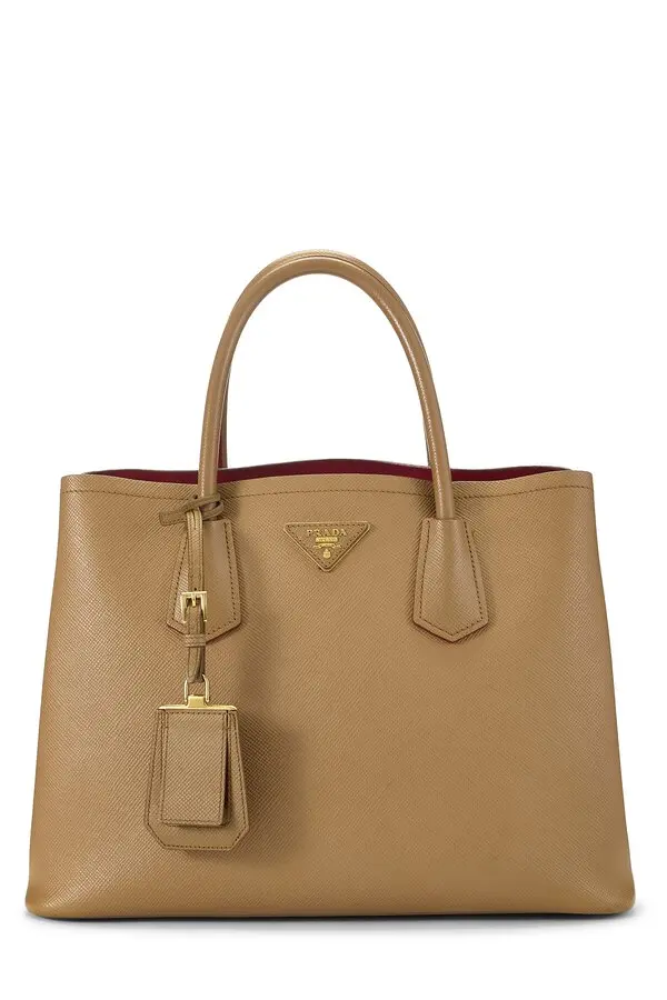Prada Saffiano Double Bag - Brown