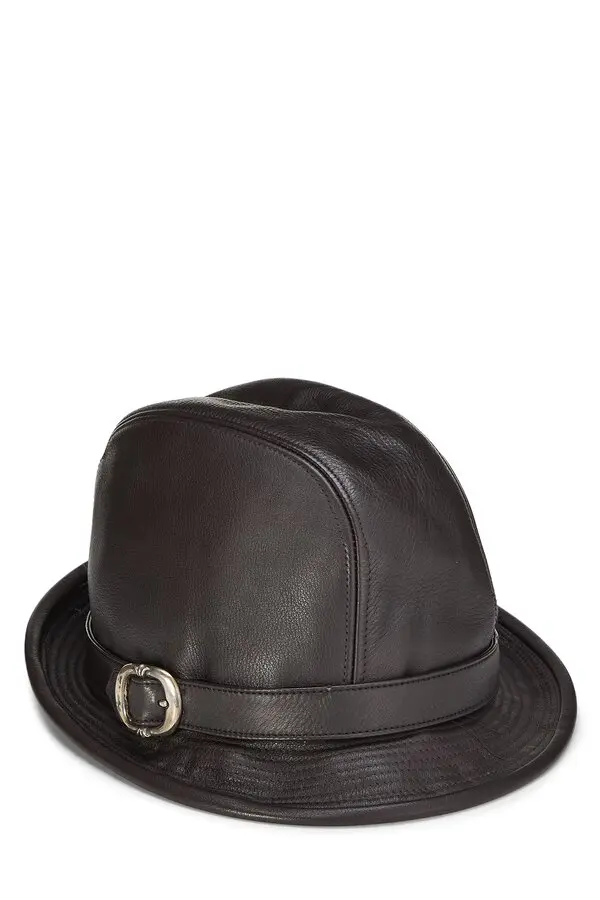 Chrome Hearts Leather Fedora - Brown
