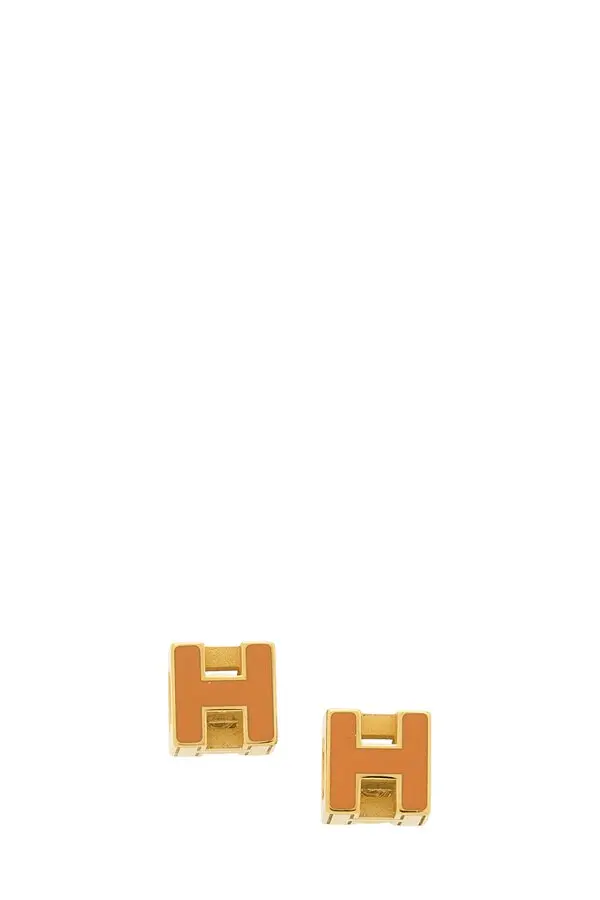 Hermès Cage D'h Stud Earrings - Orange