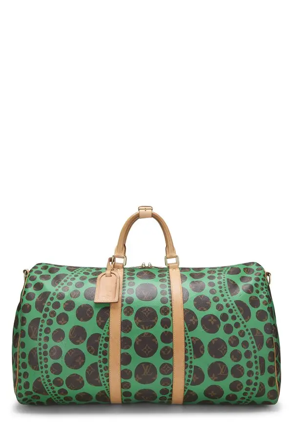 LOUIS VUITTON Yayoi Kusama X Infinity Dots Keepall Bandouliere 55 - Green