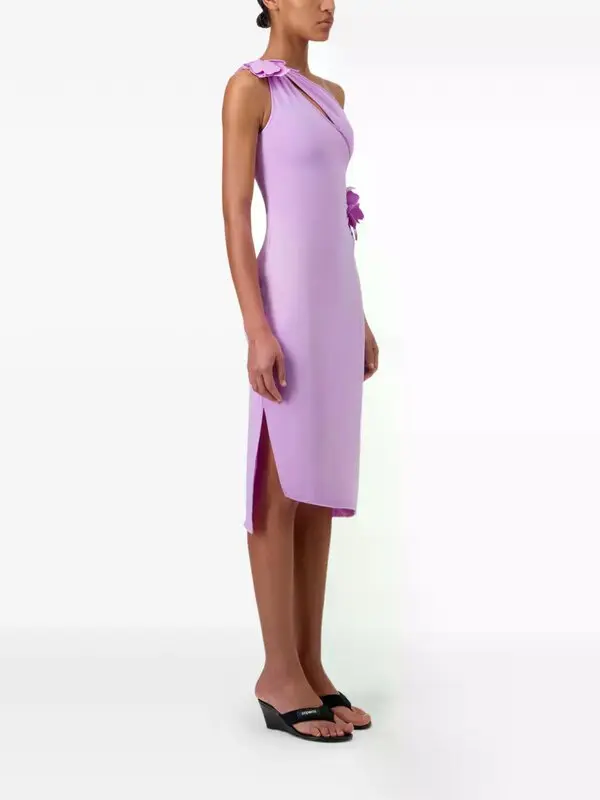 Coperni Asymmetric Flower Gown Midi Dress