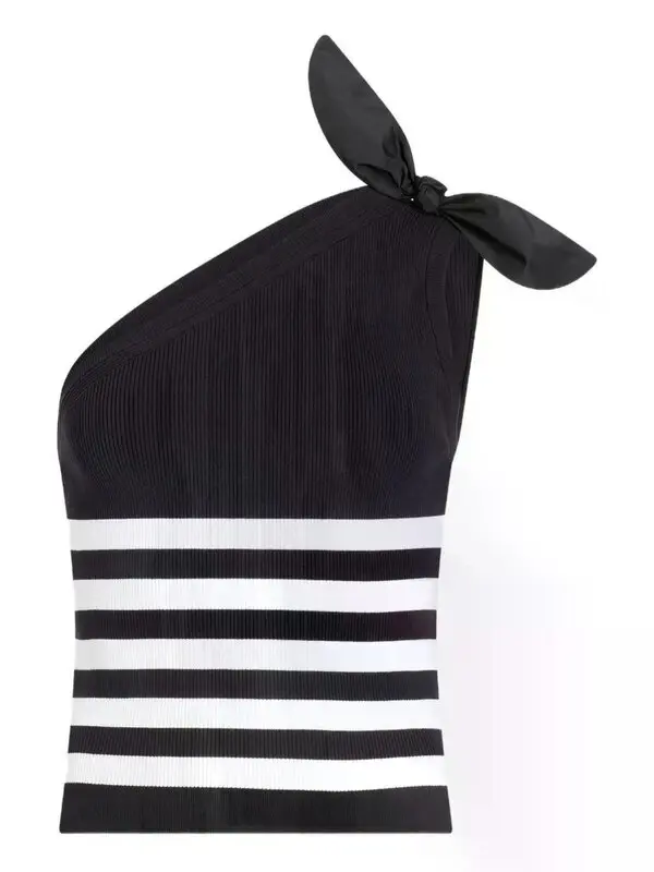PATOU Striped One-shoulder Top With Bow