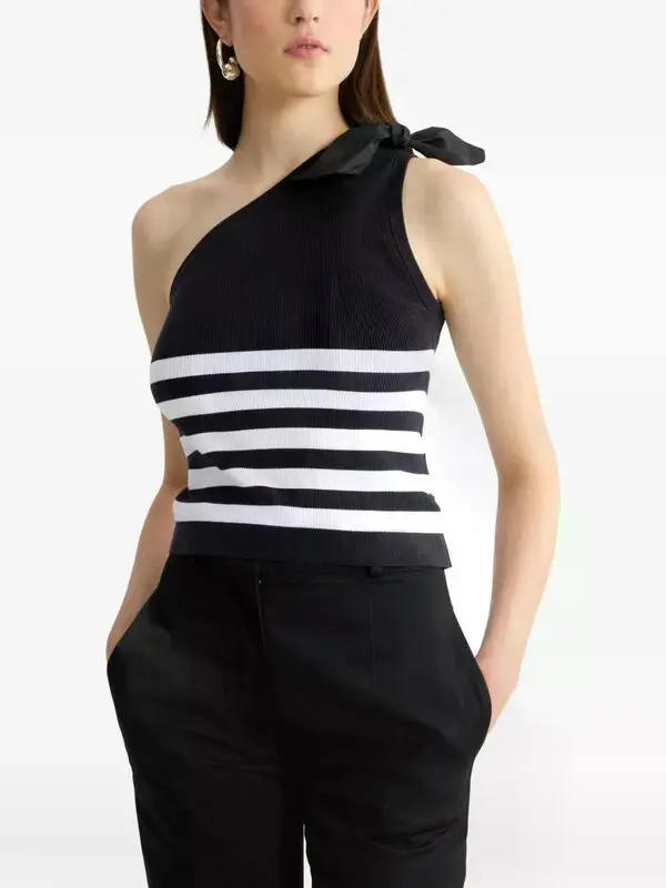PATOU Striped One-shoulder Top With Bow