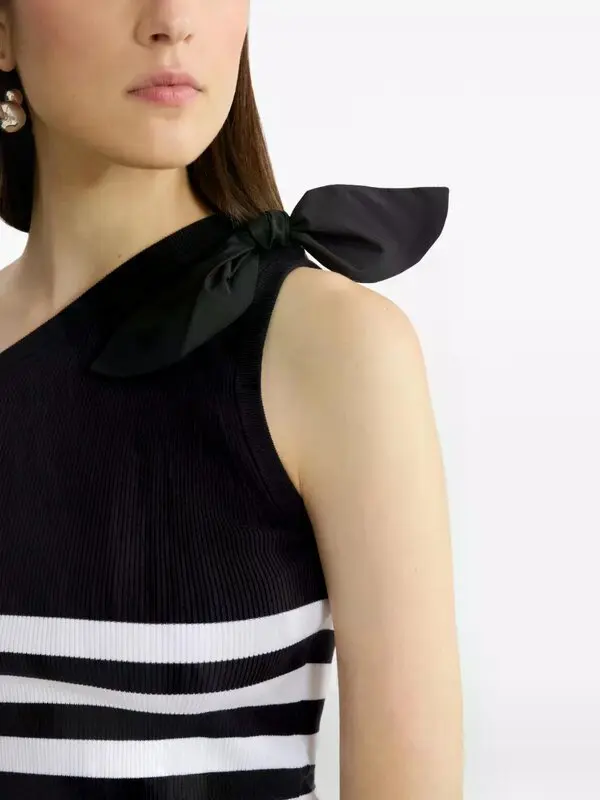 PATOU Striped One-shoulder Top With Bow