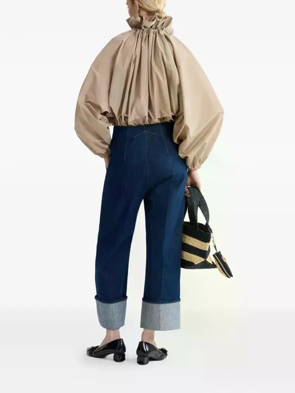 PATOU Ruffled Tie-neck Top - Neutrals