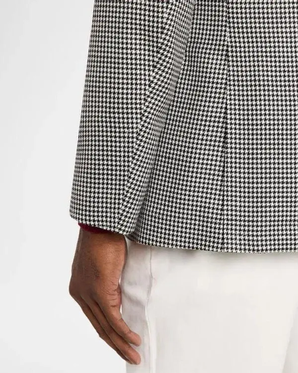 Brunello Cucinelli Wool, Silk, And Linen Houndstooth Sport Coat - Black