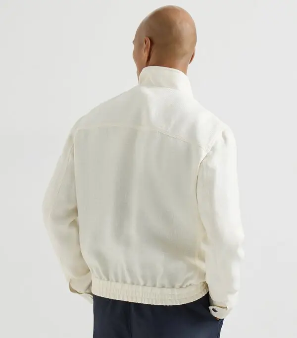 Brunello Cucinelli Silk-linen-wool Bomber Jacket - White