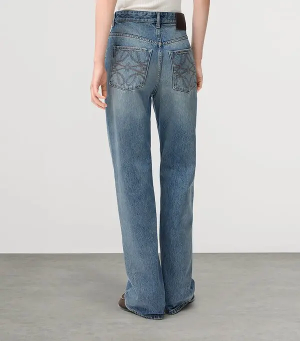 Loewe Anagram Wide-leg Jeans - Blue