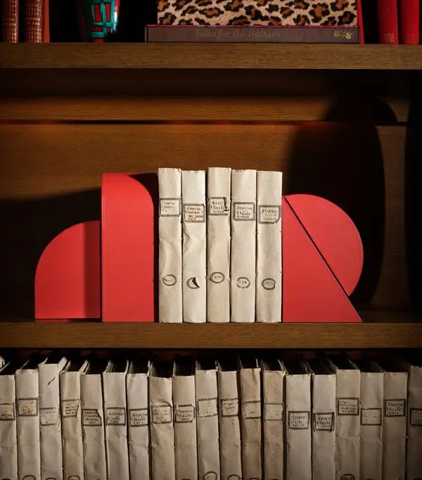 Assouline Leather Right Cubist Bookend - Red