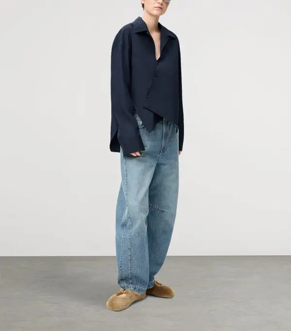 Loewe Cotton-blend Asymmetric Shirt - Navy