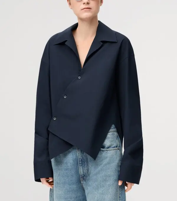 Loewe Cotton-blend Asymmetric Shirt - Navy