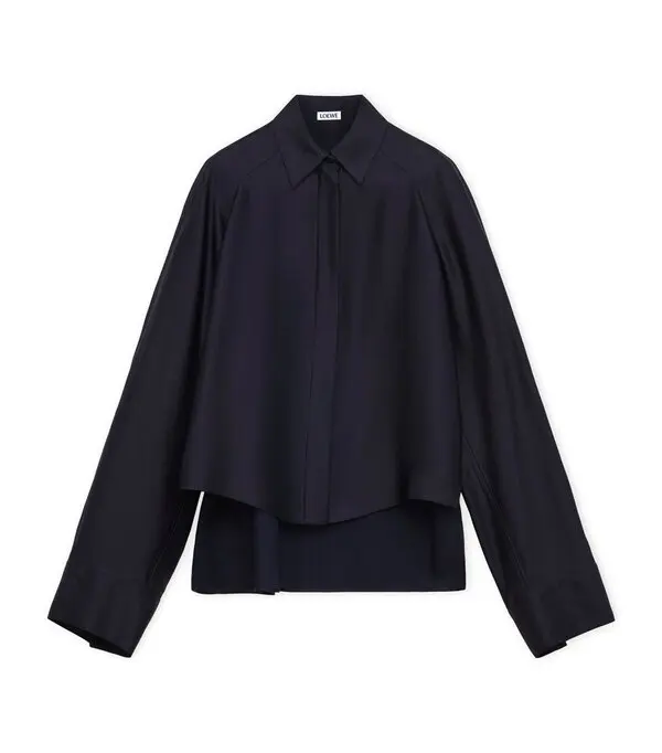 Loewe Satin Cape Shirt - Navy