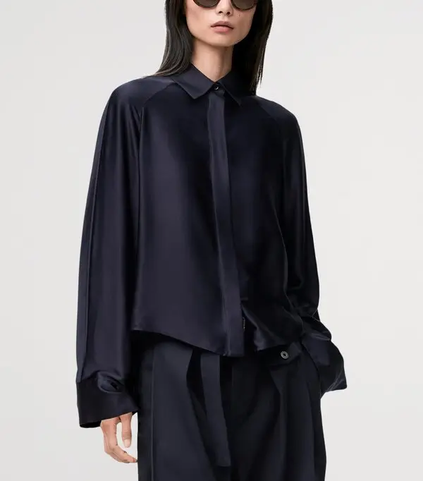 Loewe Satin Cape Shirt - Navy