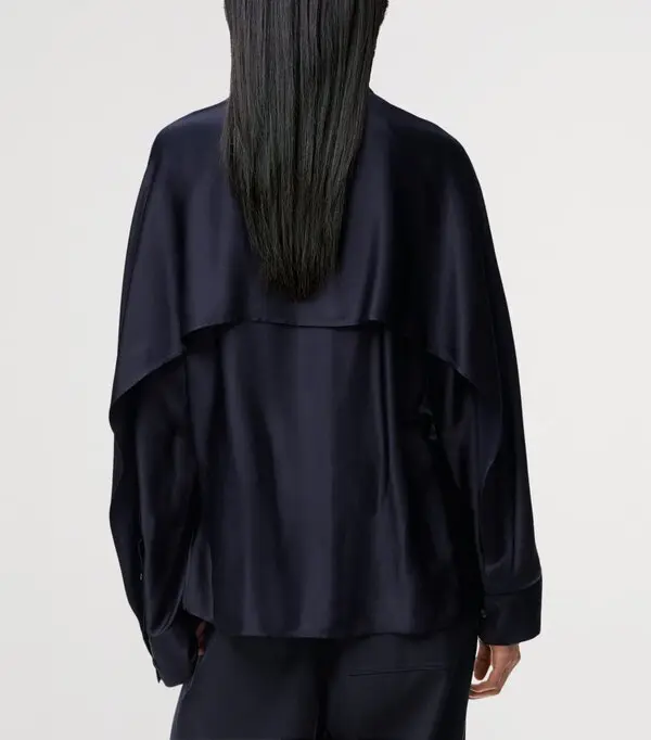 Loewe Satin Cape Shirt - Navy
