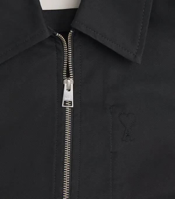 Ami Cotton Gabardine Zip-up Jacket - Black