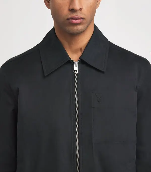 Ami Cotton Gabardine Zip-up Jacket - Black