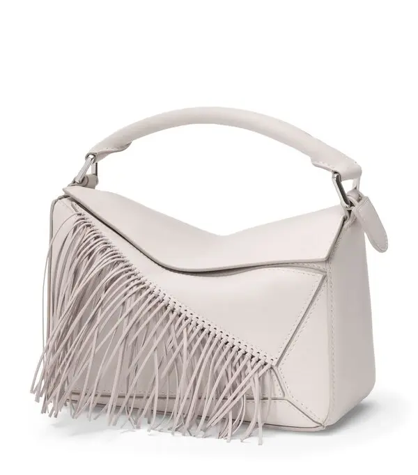 Loewe Small Fringed Puzzle Bag - White