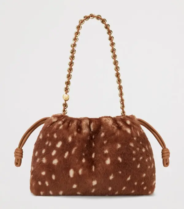 Loewe Medium Shearling Flamenco Shoulder Bag - Brown