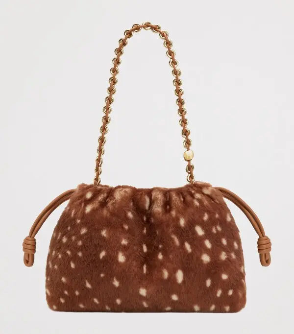 Loewe Medium Shearling Flamenco Shoulder Bag - Brown
