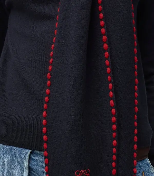 Loewe Wool-blend Scarf Sweater - Navy