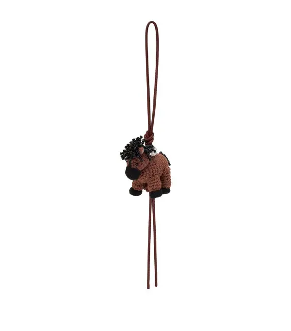 Loewe Felt Horse Bag Charm - Brown