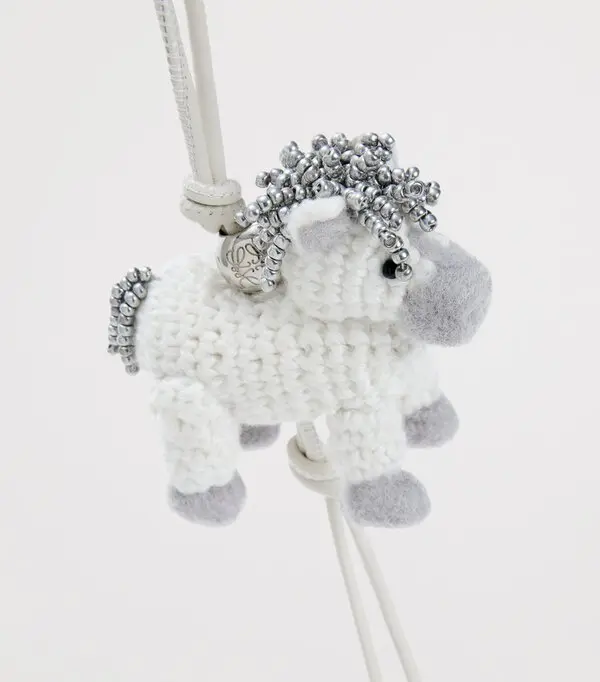 Loewe Felt Horse Bag Charm - White