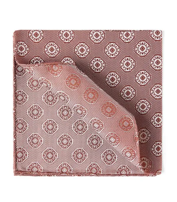 Brunello Cucinelli Silk Medallion Pocket Square - Orange