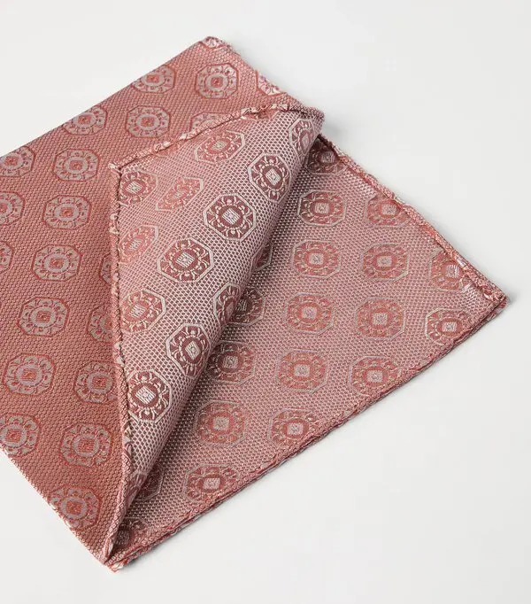 Brunello Cucinelli Silk Medallion Pocket Square
