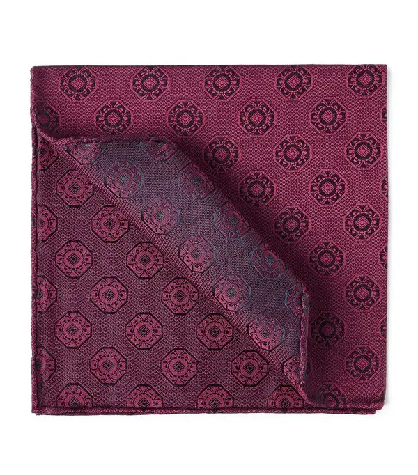 Brunello Cucinelli Silk Medallion Pocket Square - Red
