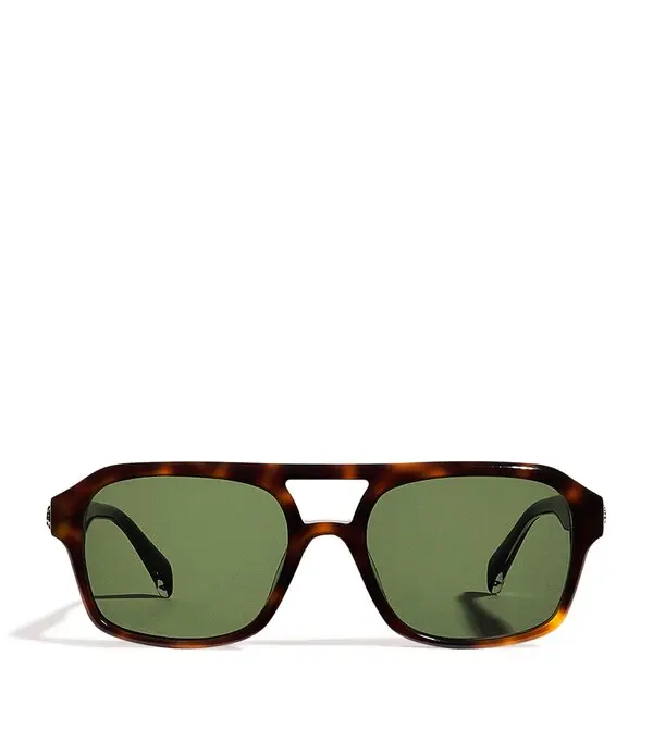 Maje Acetate Square Aviator Sunglasses - Black