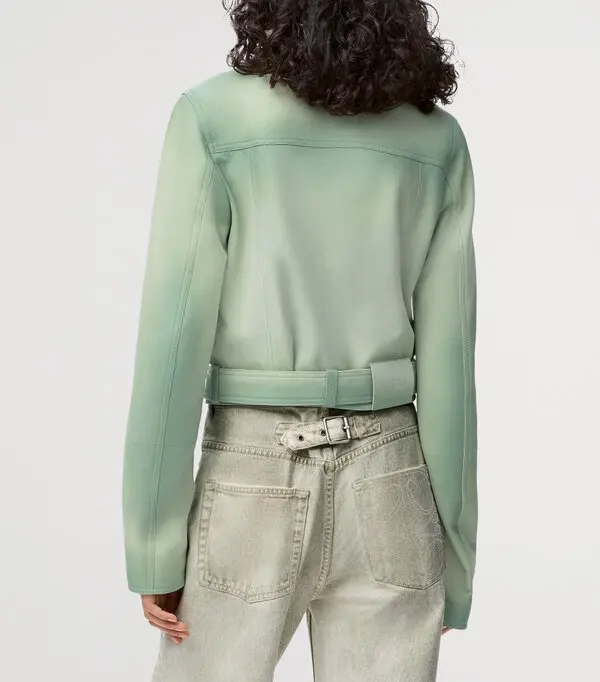Loewe Lambskin Cropped Jacket - Green