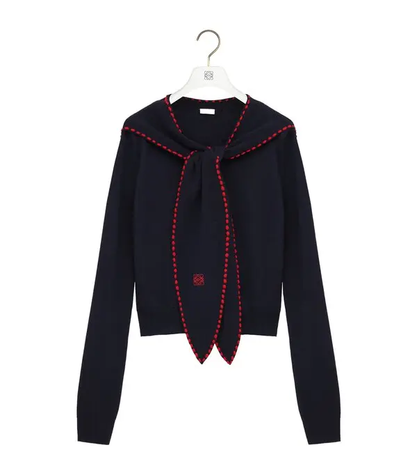 Loewe Wool-blend Scarf Sweater - Navy