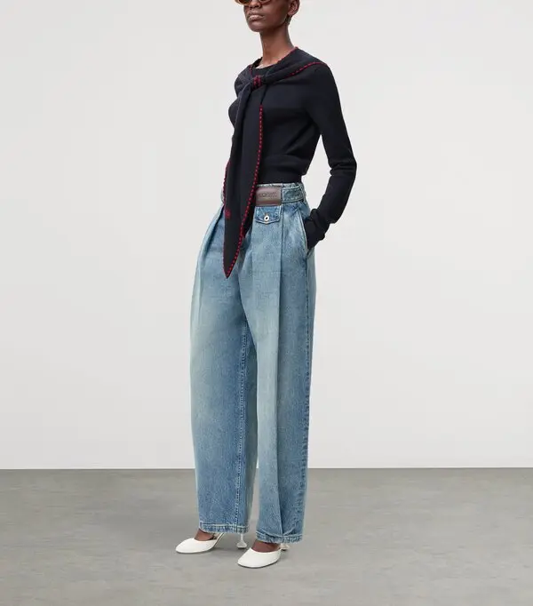 Loewe Wool-blend Scarf Sweater - Navy