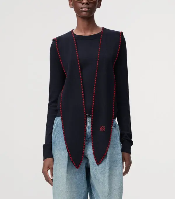 Loewe Wool-blend Scarf Sweater - Navy
