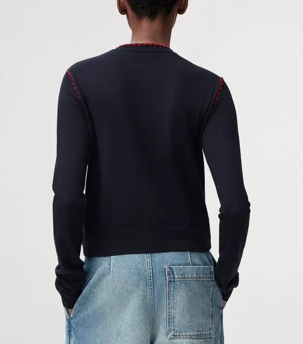 Loewe Wool-blend Scarf Sweater - Navy