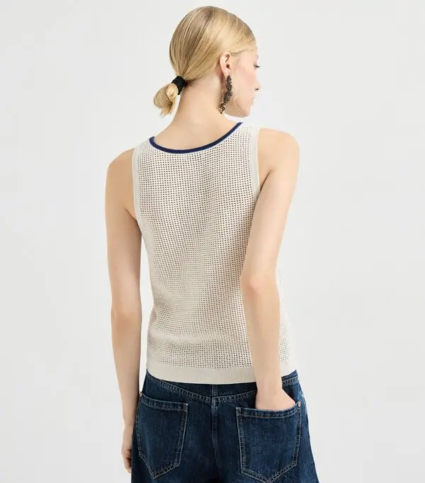 Brunello Cucinelli Knitted Sleeveless Top - Beige